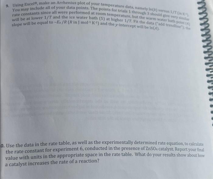 Solved 6. Using your rate equation and the experimental | Chegg.com