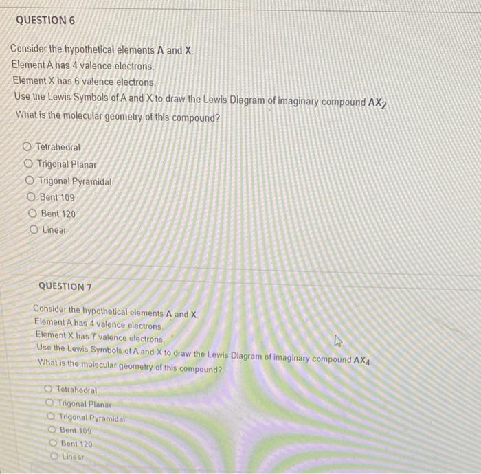 Solved Consider the hypothetical elements A and X. Element A | Chegg.com