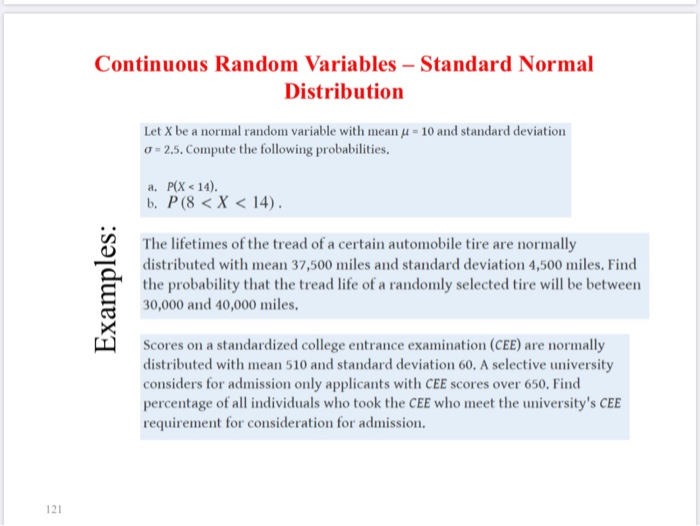 Solved Continuous Random Variables - Standard Normal | Chegg.com