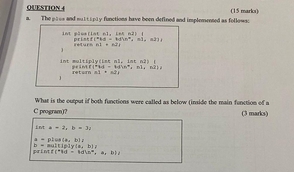 Solved a. The plus and multiply functions have been defined | Chegg.com
