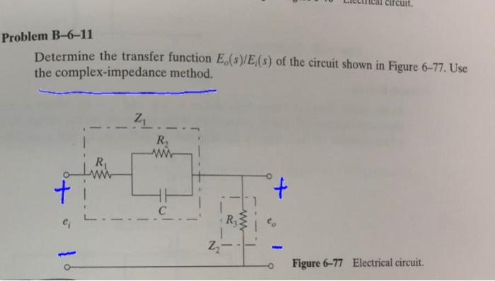Solved Determine the transfer function Eo(s)/Ei(s) of the | Chegg.com