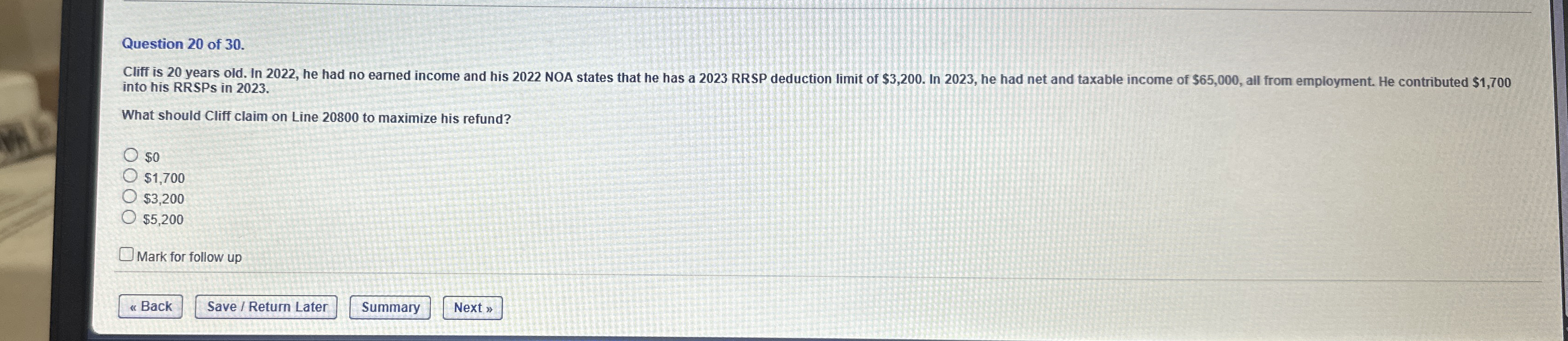 Solved Question 20 ﻿of 30. ﻿into his RRSPs in 2023.What | Chegg.com
