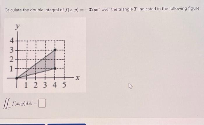 Solved Calculate the double integral of f(x, y) = -32ye over | Chegg.com