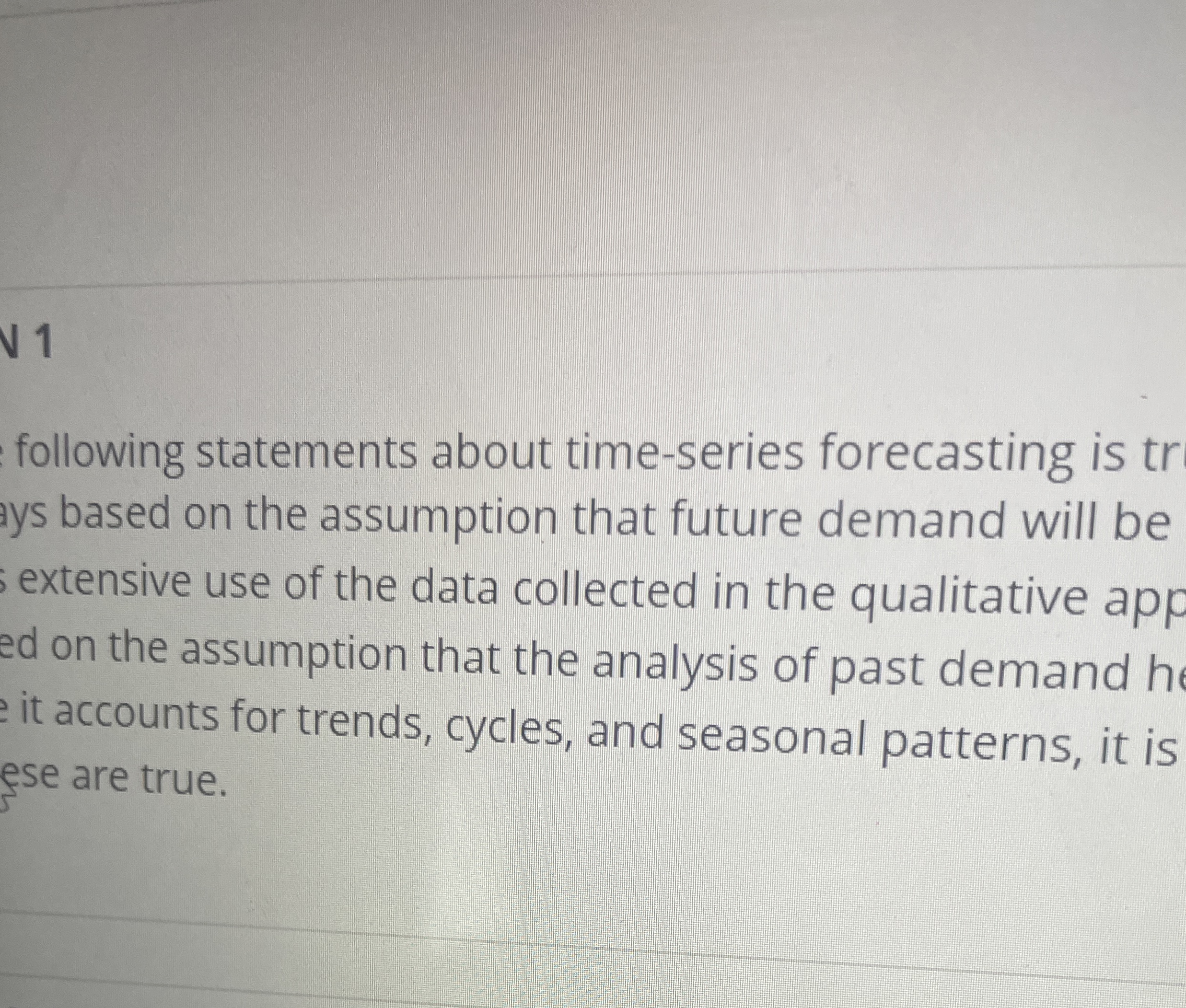 Solved V 1following statements about time-series forecasting | Chegg.com