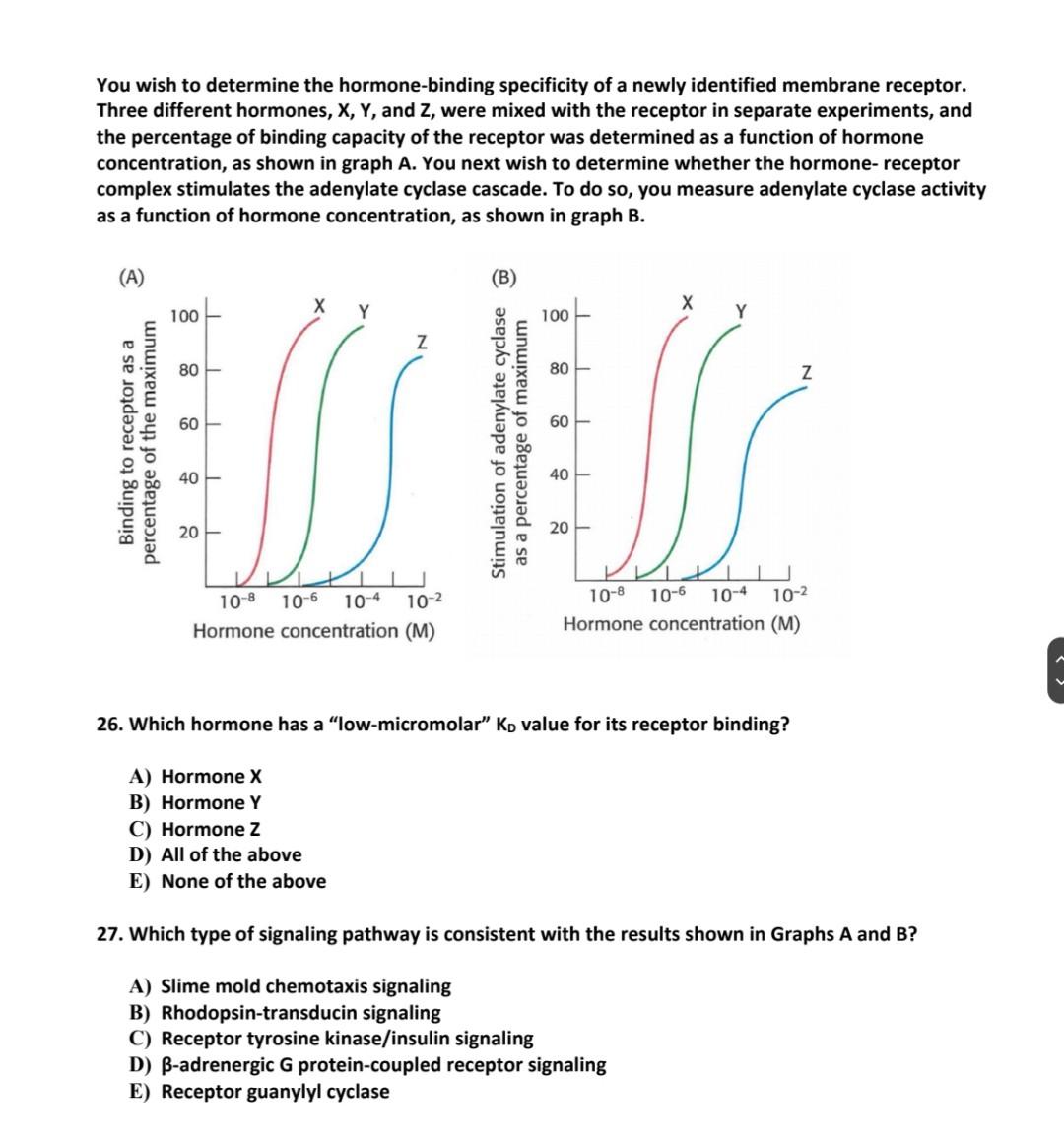 Solved You wish to determine the hormone-binding specificity | Chegg.com