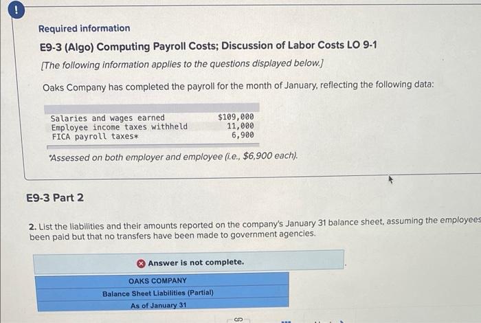 Solved ! Required information E9-3 (Algo) Computing Payroll | Chegg.com