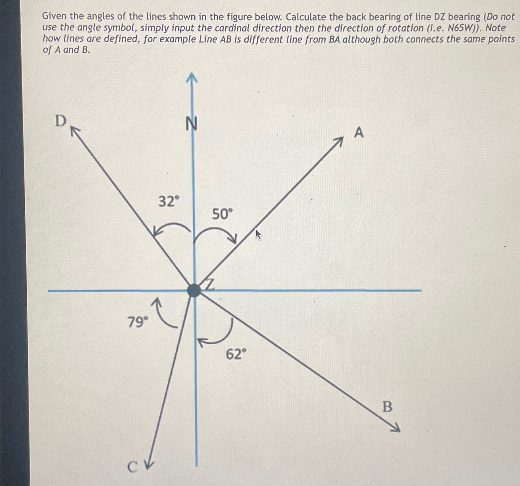 Solved Given the angles of the lines shown in the figure | Chegg.com