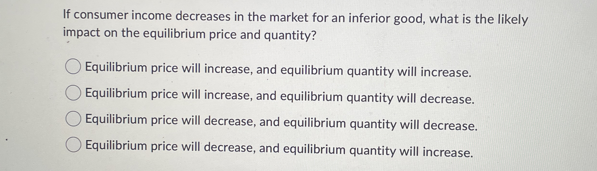 Solved If consumer income decreases in the market for an | Chegg.com
