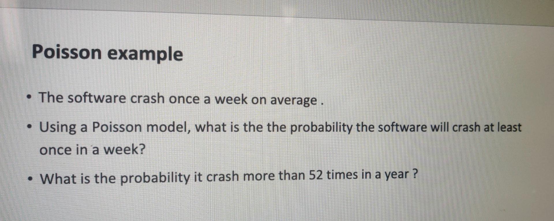 Solved Poisson example The software crash once a week on | Chegg.com