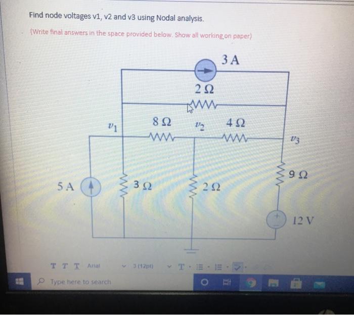 Solved Find node voltages V1, V2 and v3 using Nodal | Chegg.com