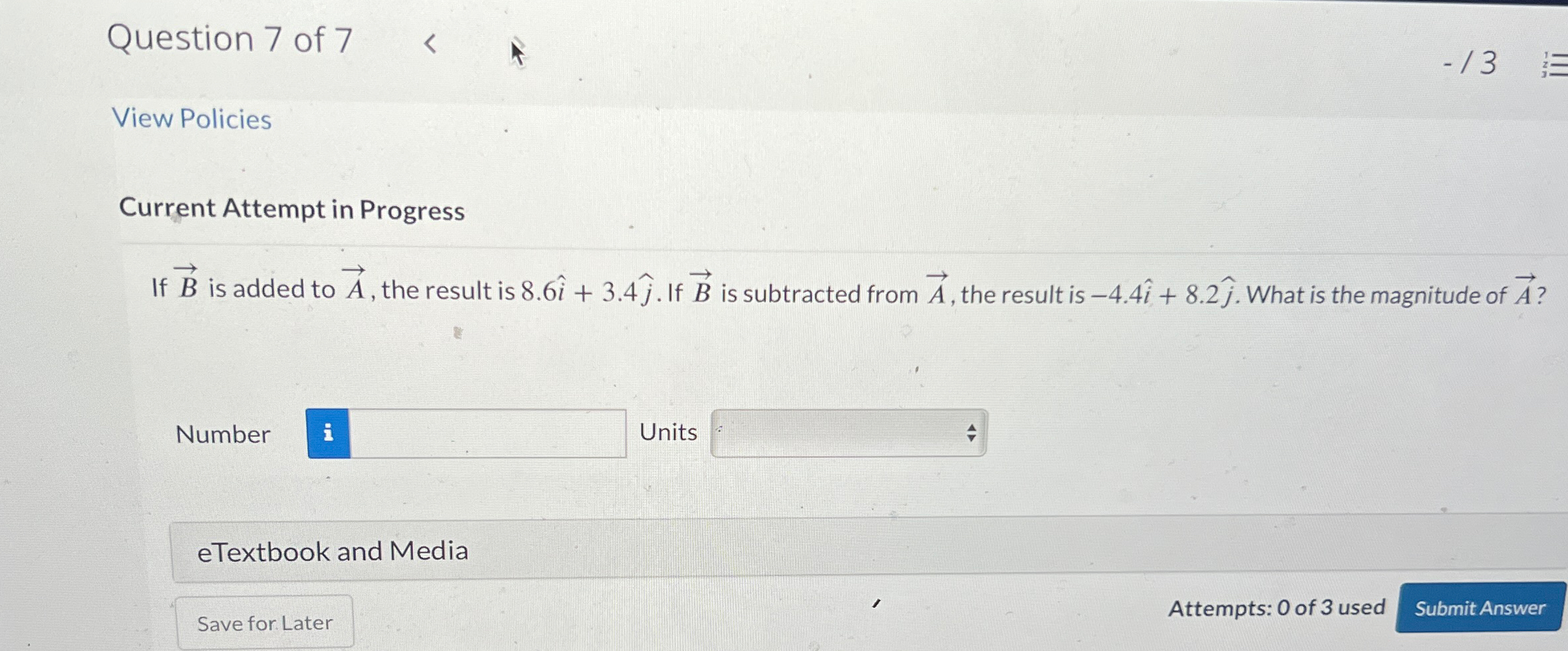Solved Question 7 ﻿of 7-3View PoliciesCurrent Attempt in | Chegg.com