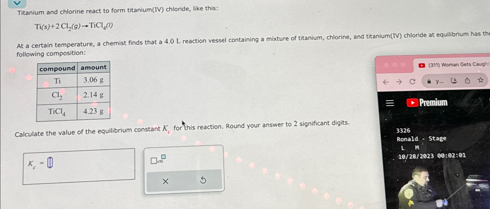Solved Titanium and chlorine react to form titanium(IV) | Chegg.com
