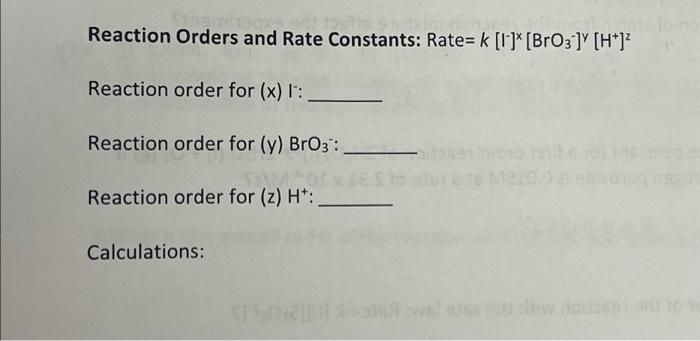 Reaction Orders and Rate Constants: Rate= k [1]* | Chegg.com