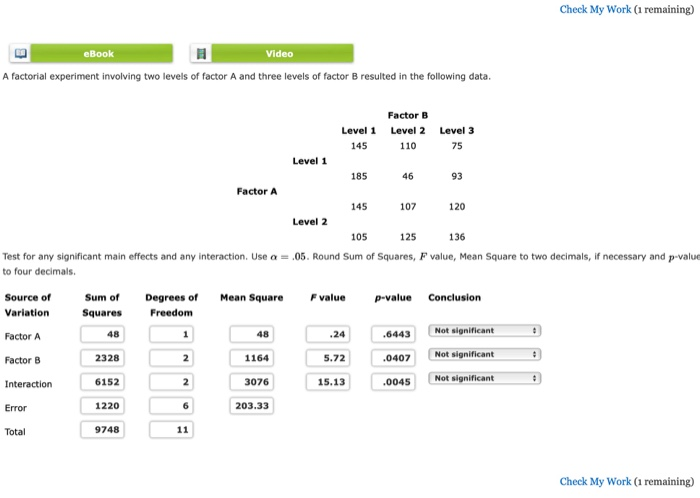 Solved Check My Work (1 remaining) eBook Video A factorial | Chegg.com