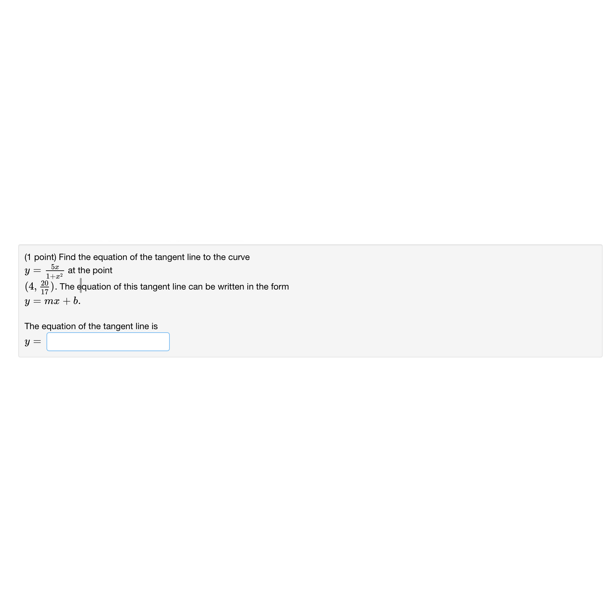 Solved (1 ﻿point) ﻿Find the equation of the tangent line to | Chegg.com