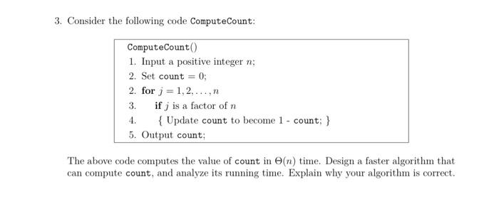 Solved 3. Consider the following code ComputeCount: | Chegg.com