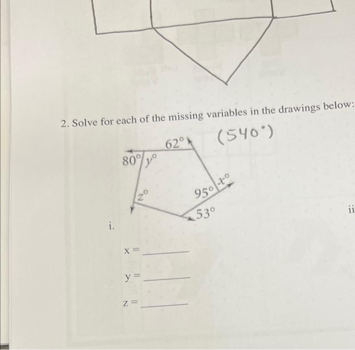 Solved 0. Find the missing sizes of the angles marked for | Chegg.com