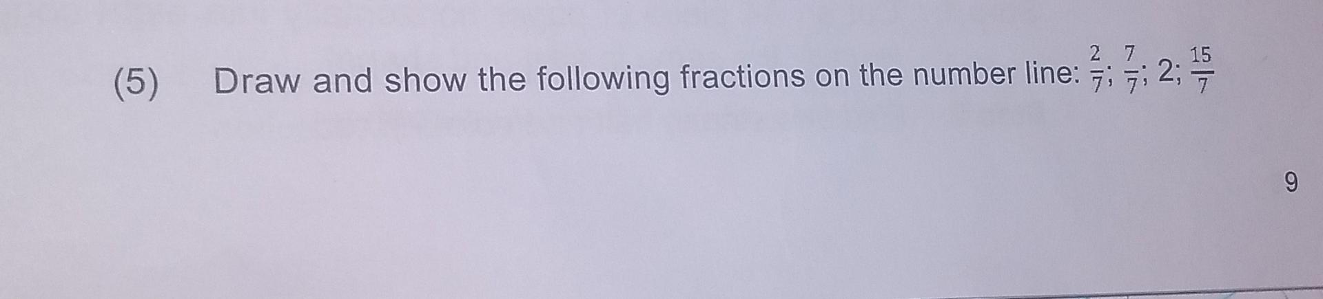 Solved (5) Draw and show the following fractions on the | Chegg.com
