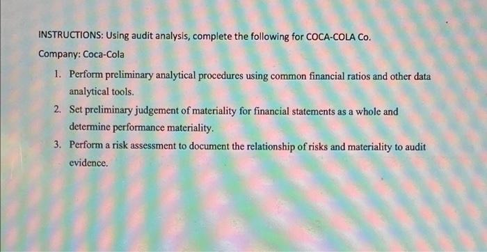 INSTRUCTIONS: Using audit analysis, complete the | Chegg.com