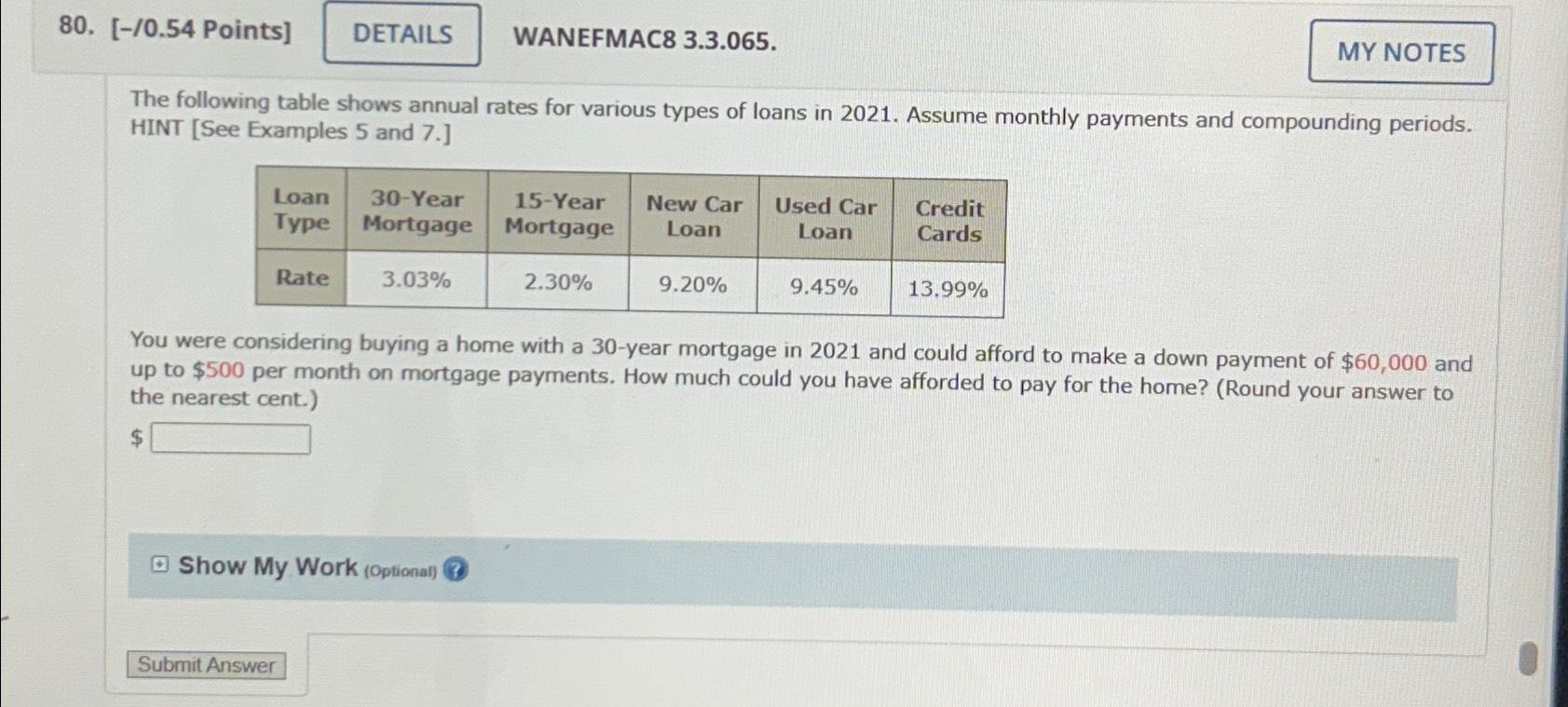Solved [-/0.54 ﻿Points]WANEFMAC8 3.3.065.The following table | Chegg.com