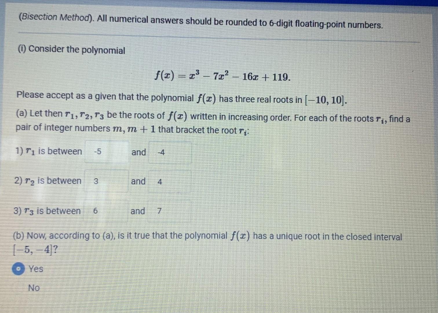 (Bisection Method). All numerical answers should be | Chegg.com
