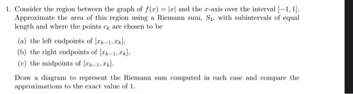 Solved 1. Consider the region between the graph of f(x)=∣x∣ | Chegg.com