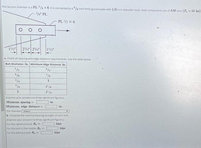 Solved The tension member is a PL1/2×6. it is connected to | Chegg.com