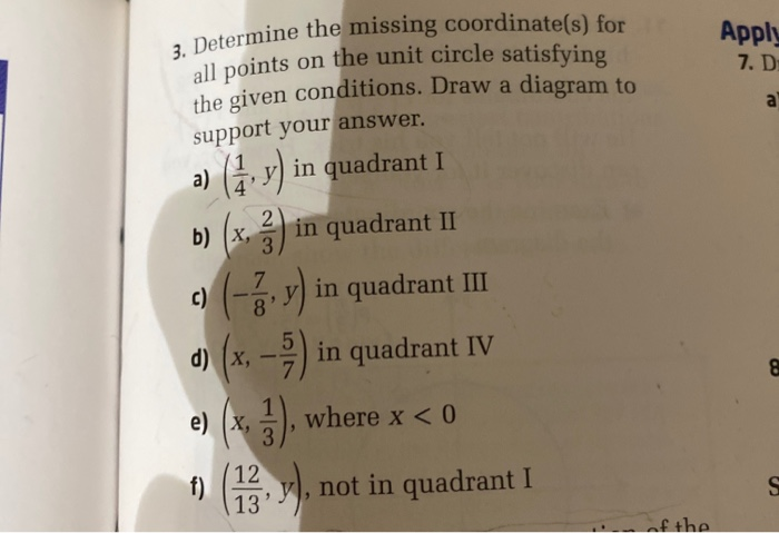 Solved 3. Determine the missing coordinate(s) for all points | Chegg.com