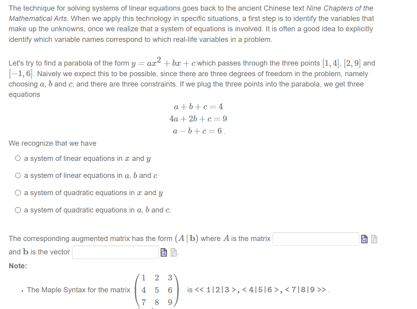 Solved The technique for solving systems of linear equations | Chegg.com