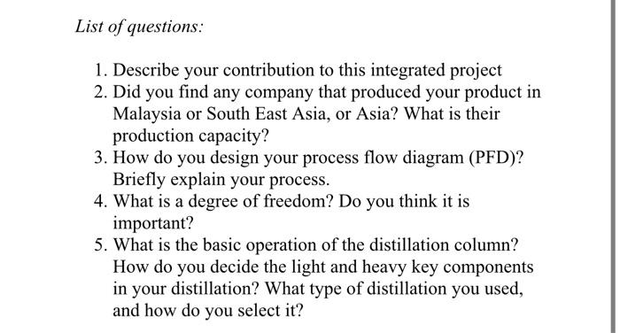 Solved List of questions: 1. Describe your contribution to | Chegg.com