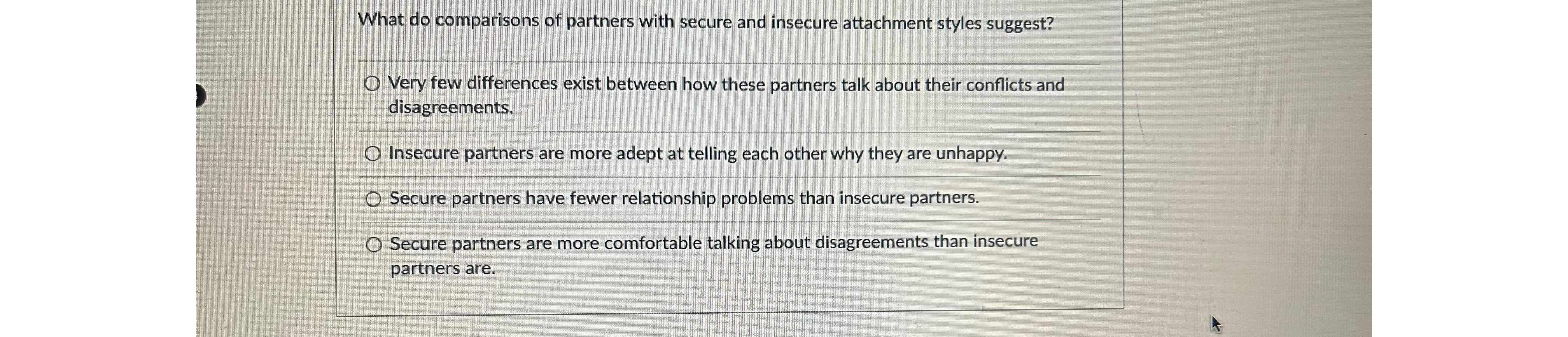 Solved What do comparisons of partners with secure and | Chegg.com