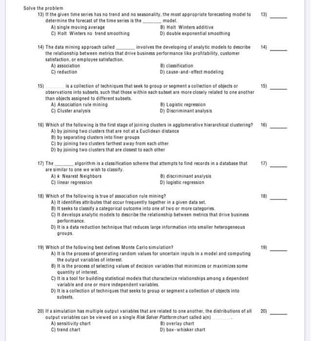 Solved model. Solve the problem 13) If the given time series | Chegg.com
