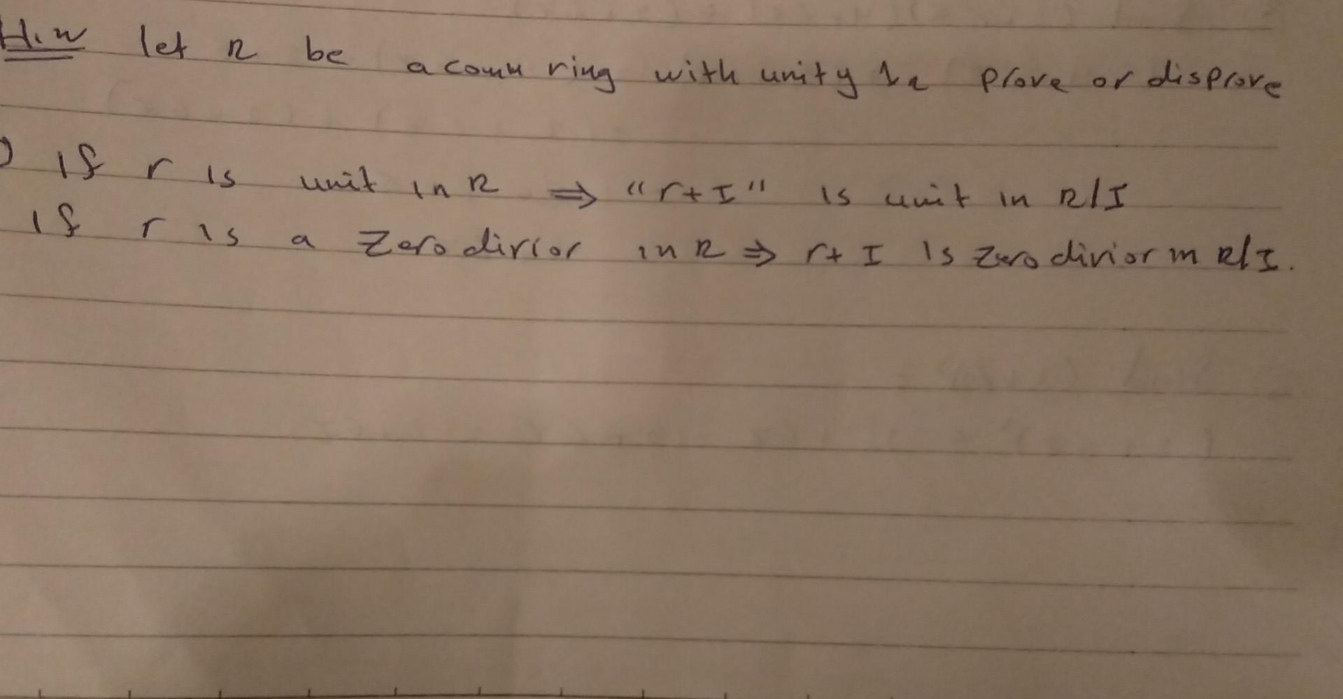Solved How let a be a comm ring with unity na Prove or | Chegg.com