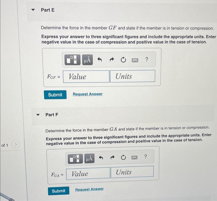 Determine the force in the member ED and state if the | Chegg.com
