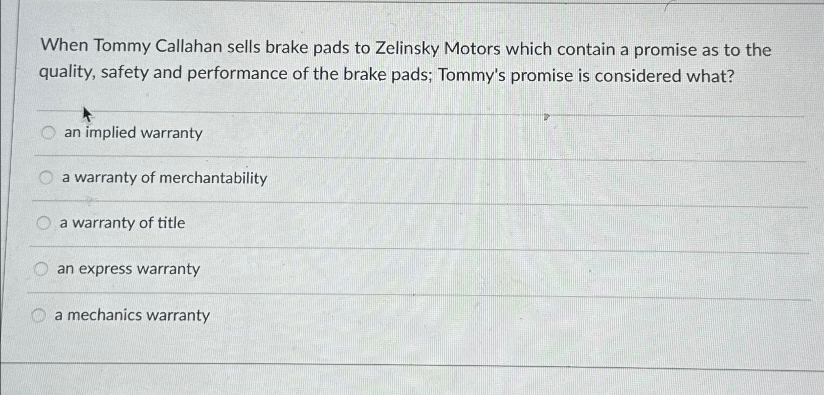 Solved When Tommy Callahan sells brake pads to Zelinsky | Chegg.com