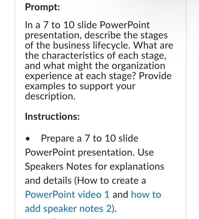 Prompt: In a 7 to 10 slide PowerPoint presentation, | Chegg.com