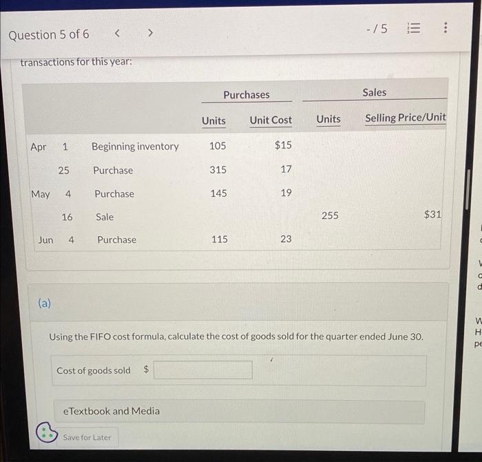 Solved transactions for this year: (a) Using the FIFO cost | Chegg.com