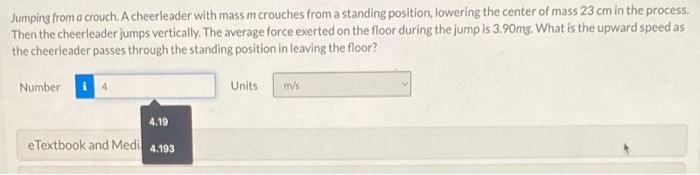 Solved Jumping from a crouch. A cheerleader with mass m | Chegg.com