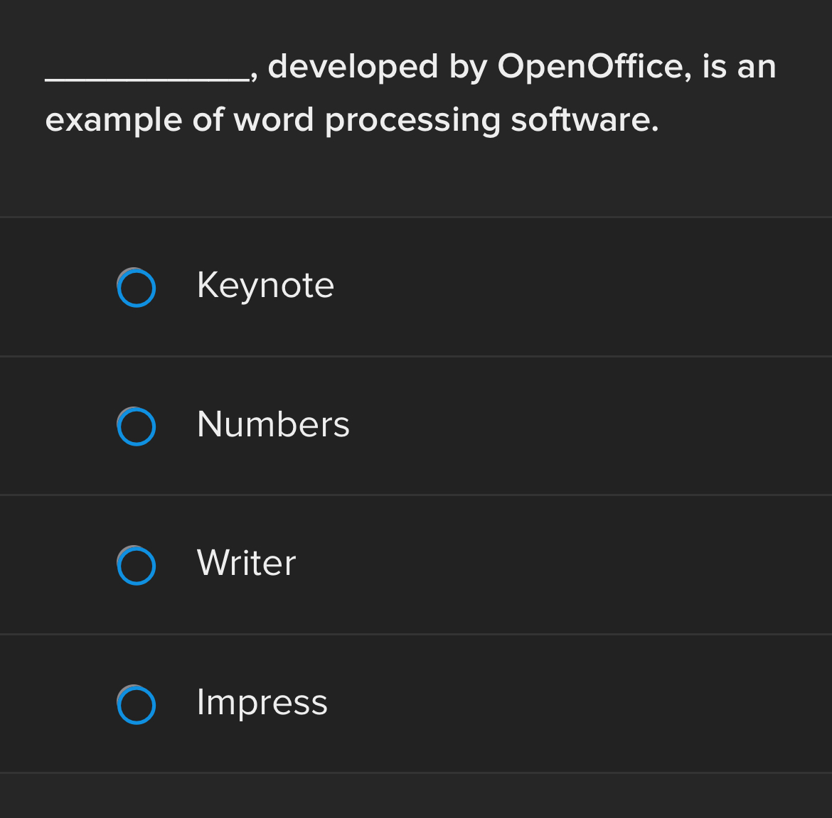 Solved q, , ﻿developed by OpenOffice, is an example of word | Chegg.com