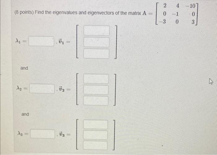 Solved (8 points) Find the eigenvalues and eigenvectors of | Chegg.com