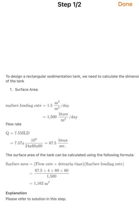 Solved To design a rectangular sedimentation tank, we need | Chegg.com