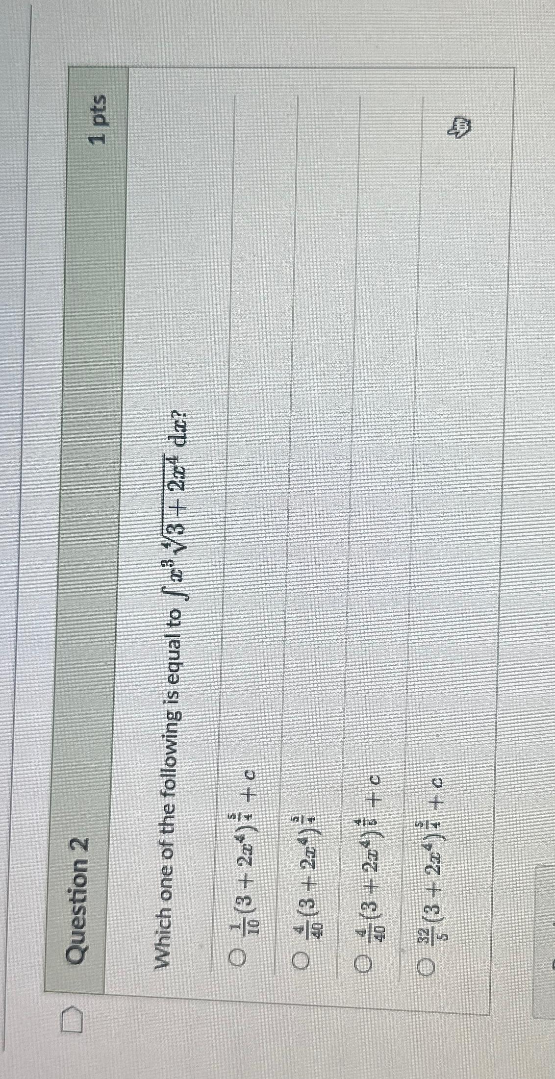 Solved Question 21 ﻿ptsWhich one of the following is equal | Chegg.com