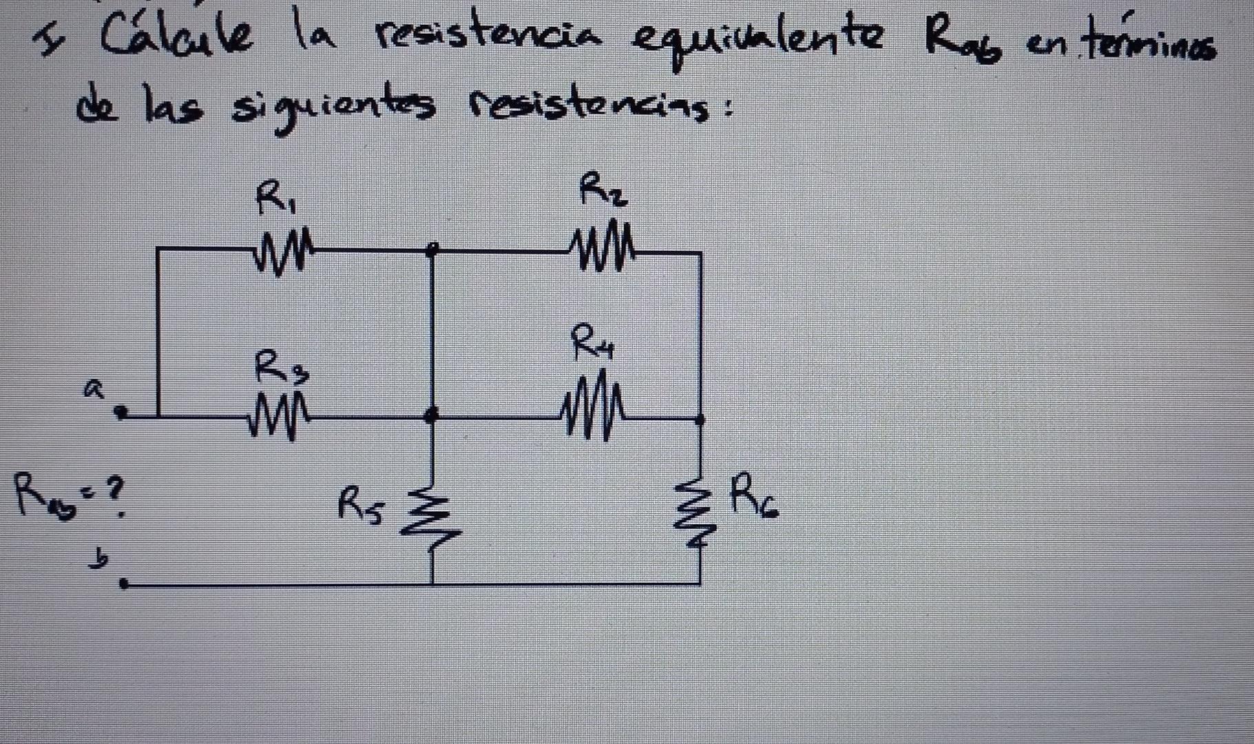 Solved I Cálcule la resistencia equivalente Rab en terminos | Chegg.com
