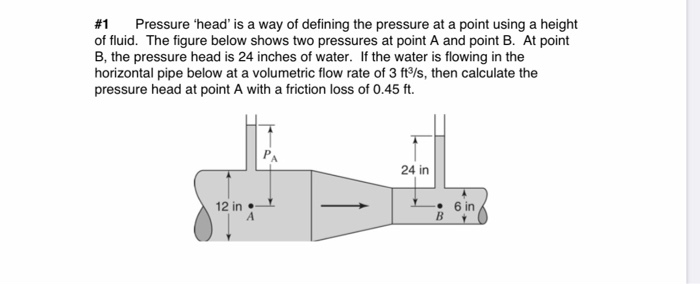 Solved #1 Pressure 'head' is a way of defining the pressure | Chegg.com