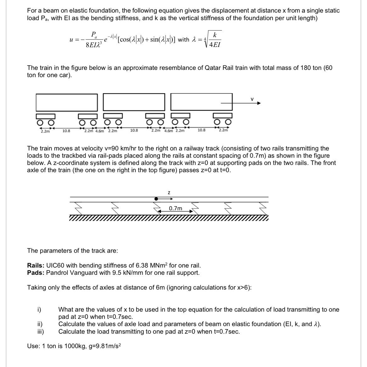 Solved For a beam on elastic foundation, the following | Chegg.com