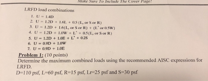 Solved Make sure to Include The Cover Page! LRFD load | Chegg.com
