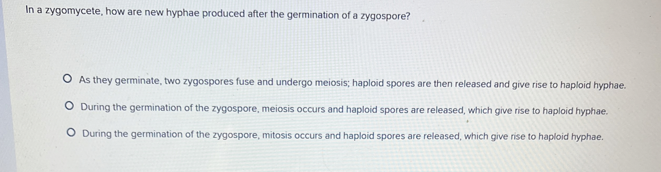 Solved In a zygomycete, how are new hyphae produced after | Chegg.com
