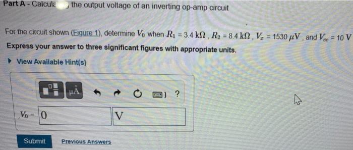 [Solved]: Part A-Calcula the output voltage of an inverting