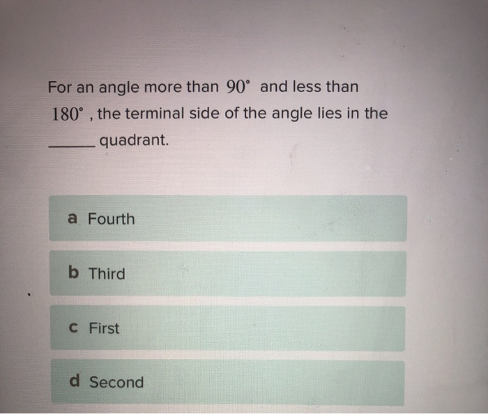 Solved For an angle more than 90° and less than 180°, the | Chegg.com