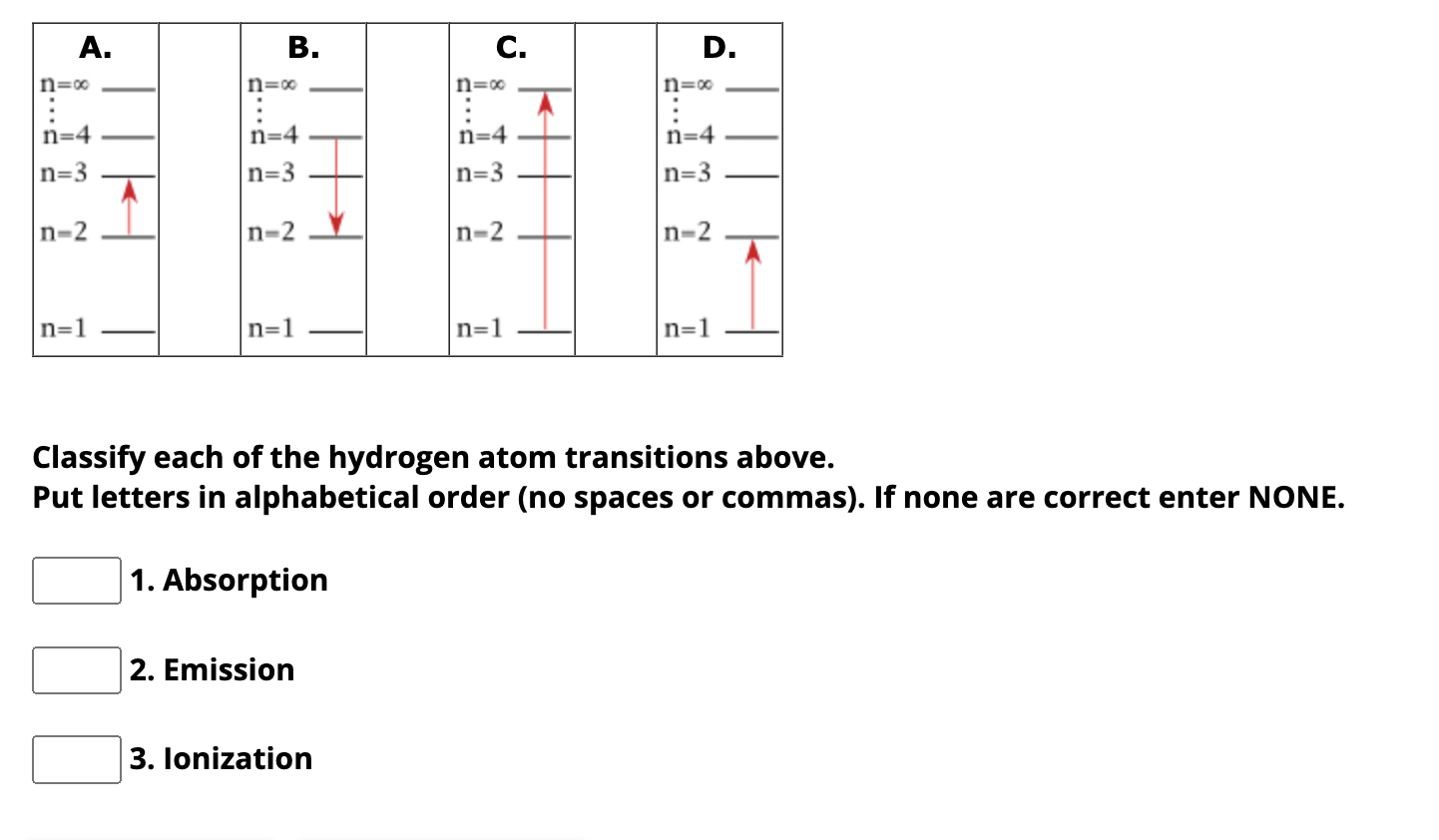 Solved Classify each of the hydrogen atom transitions | Chegg.com